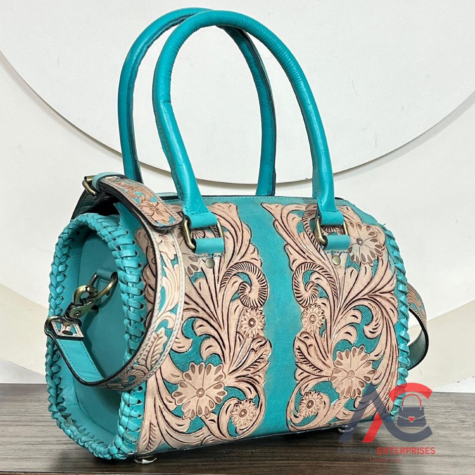 Top Selling Western Style Hand Tooled Floral Leather Duffel Bags ...