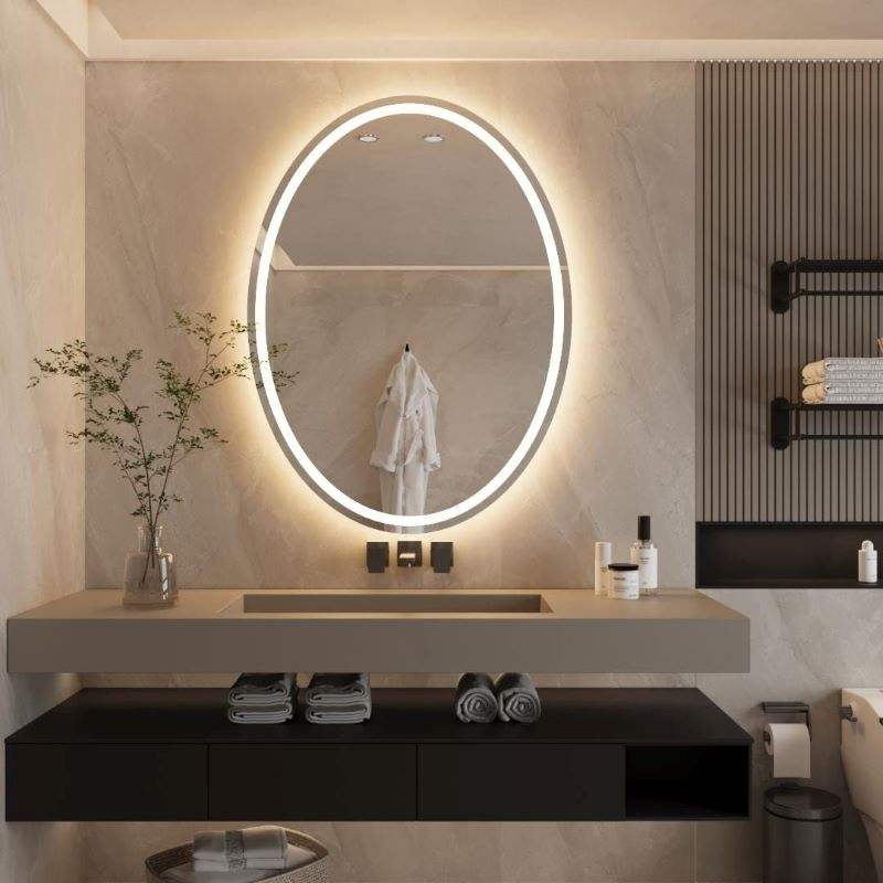 Modern Full-Length LED Mirror Easy Clean for Public Washroom IP44 Rated ...