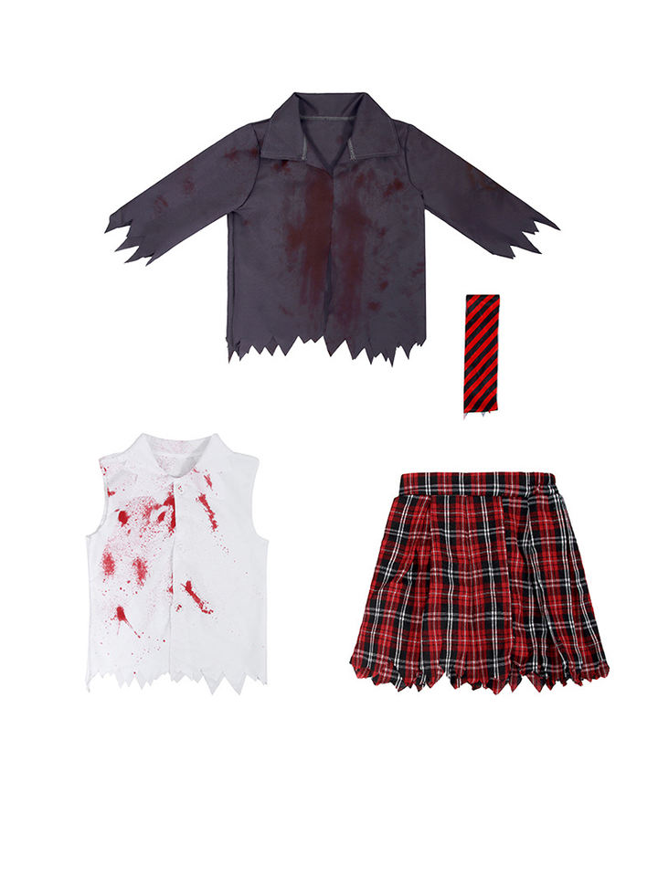 Baige Kids Zombie School Girl Costume JK Style Cosplay Outfit Halloween ...