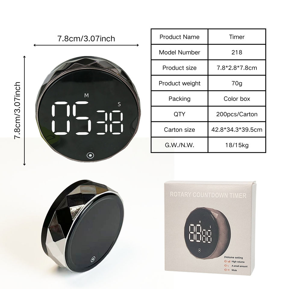 Large Screen Round Circular Tire Timer for Kitchen Baking