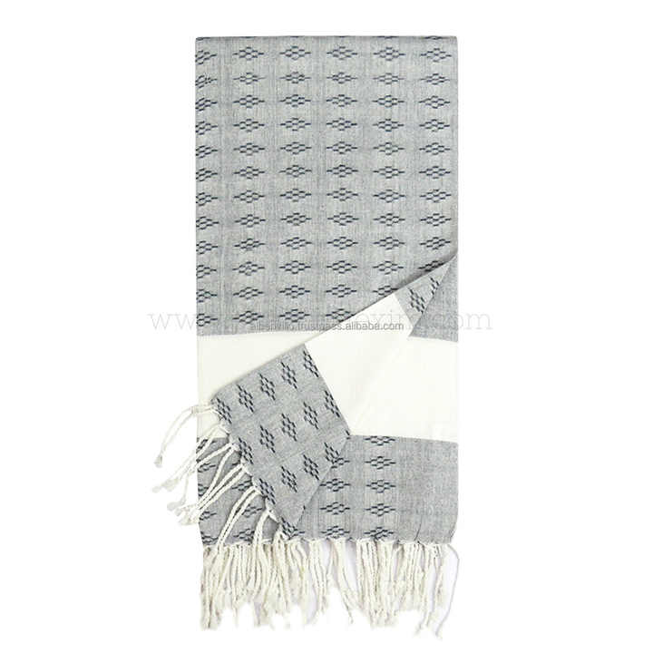 High Quality Grey Color Turkish Hammam Fouta Towel With Nautical White ...