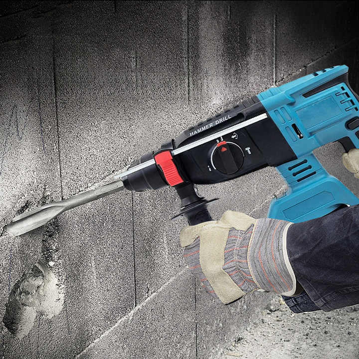 Wireless lithium-powered hammer drill compatible with 18V brushless ...
