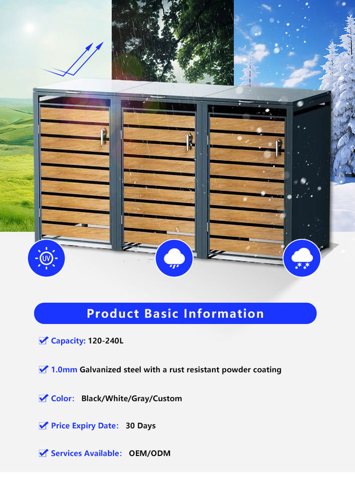 Outdoor Pull Out Waste Bin Garbage Cover Storage Shed Bin Wheelie Bin ...