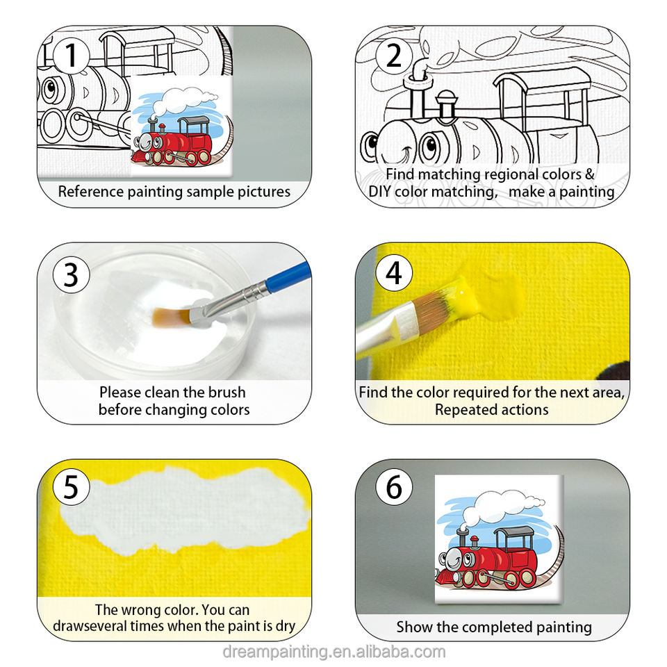 DIY Canvas Painting Kit 15*15CM Children's Pre-printed Canvas Frame ...