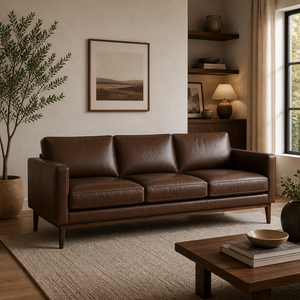 Cognac Leather Sofa - Modern Luxury Sectional Set