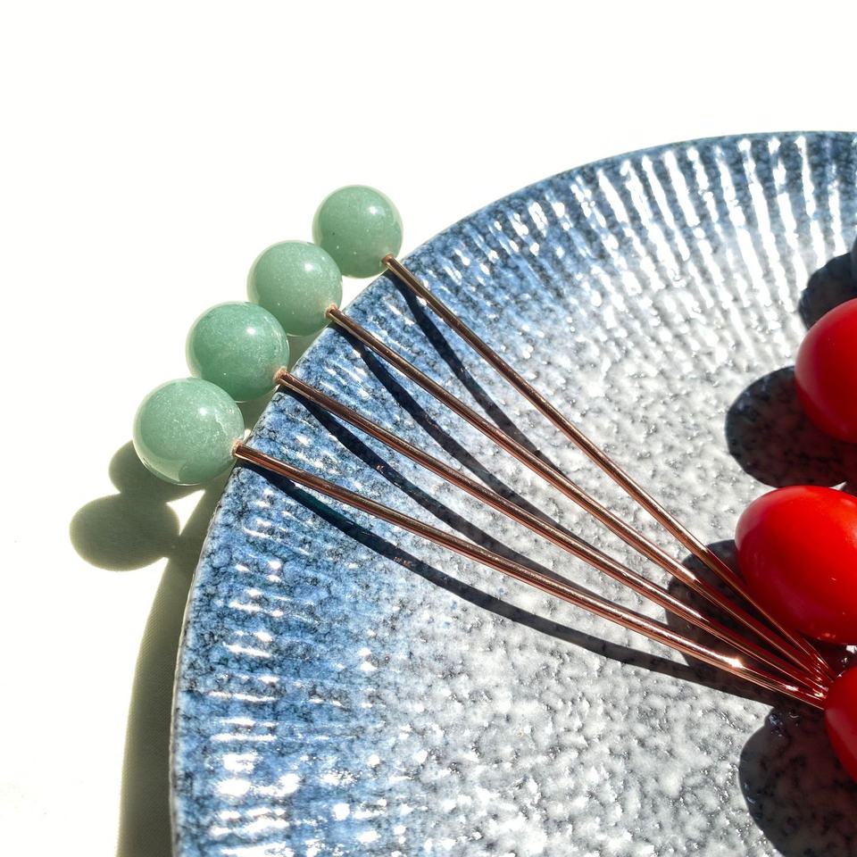 Pink Crystal Fruit Skewer, Natural Jade Amethyst Fruit Fork, Creative ...