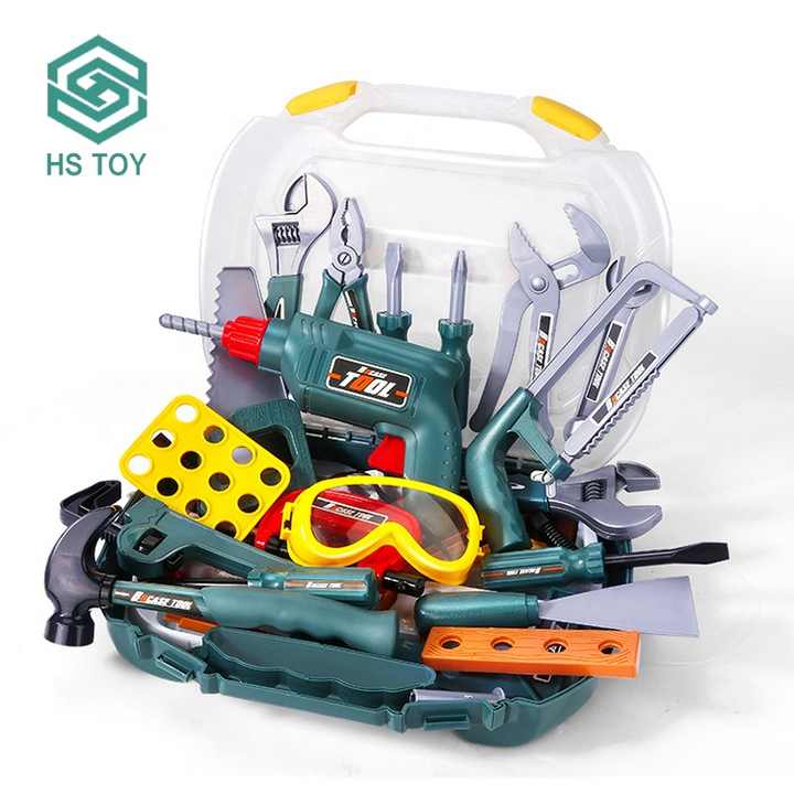 HS Pretend Play Portable Bench Boy Repair Suitcase Tool Kit Electrician ...