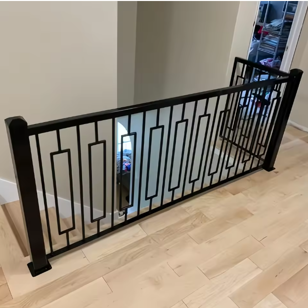 Modern Black Metal Stair Railing Indoor Balcony Guardrail Decorative ...