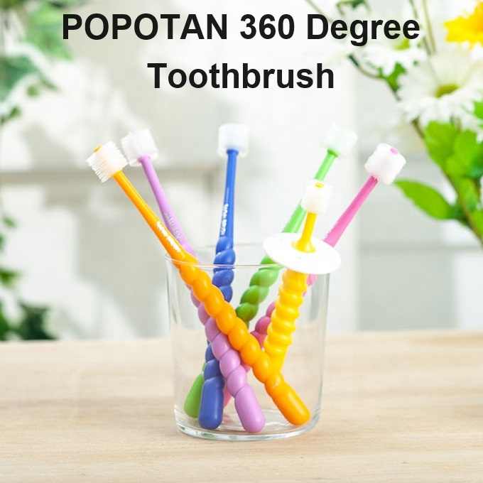 Made in Japan Adult 360do Brush Round Toothbrushes Popotan 360 Degree ...