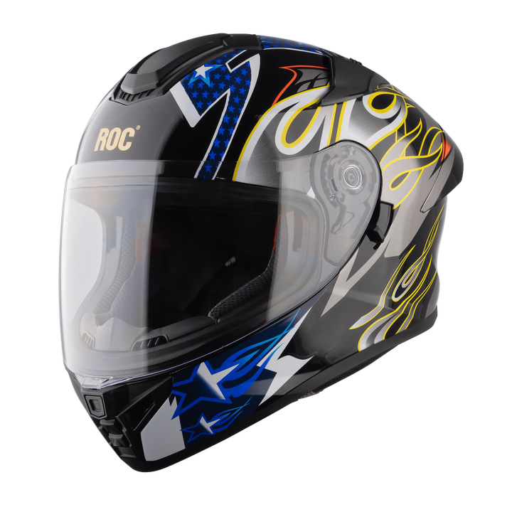 ROC HELMET R11 Fullface Motorcycle Helmet with Double Visor Retro ...