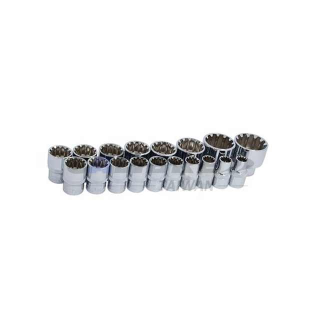 TAIWAN CALIBRE 18pc 1/2" Dr 10-32mm Metric and SAE Multi-Fit Socket Set ...