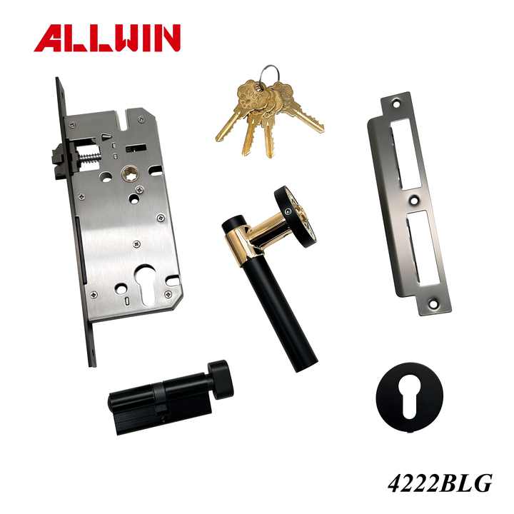 Modern Luxury Round Black Gold Solid Brass Lever Door Handle for Hotel ...