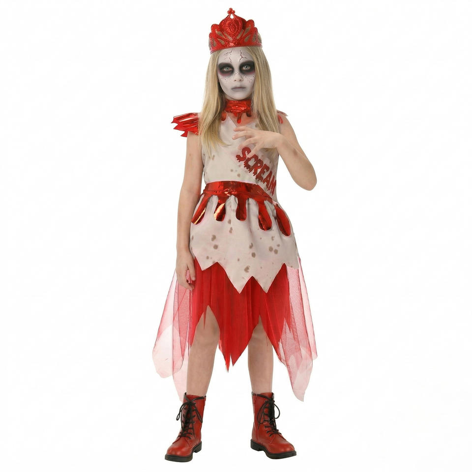 Baige Kids Evil Queen Costume Horror Gothic Cosplay Outfit Halloween ...