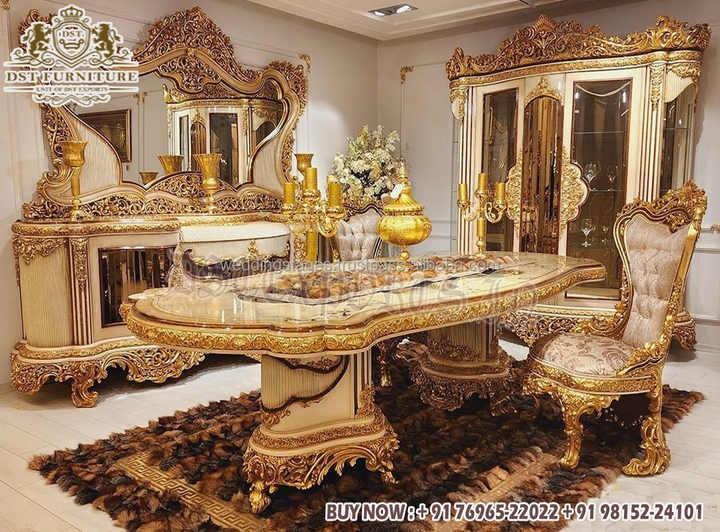 Regal Dine with Luxurious Style - Hand Carved Dining Set