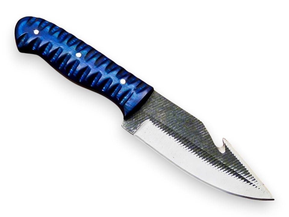 Nordic Forge Rasp Steel Gut Hook Knife Pakka Wood Handle & Leather ...