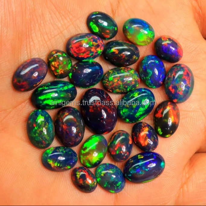 Natural Black Opal Cabochons from Ethiopia for Jewelry