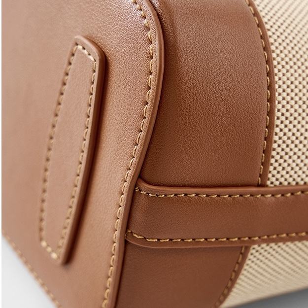 Genuine Leather Bucket Bag Medium Crossbody Shoulder Handbag With Lock ...