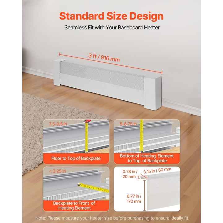 Basic Series 3 ft Heavy-Duty Steel Electric Heater Front Cover for Home ...