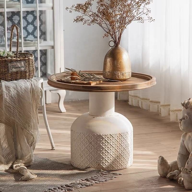 SWT 2026 Vintage Wooden Metal Coffee Table Easy Assemble Living Room ...