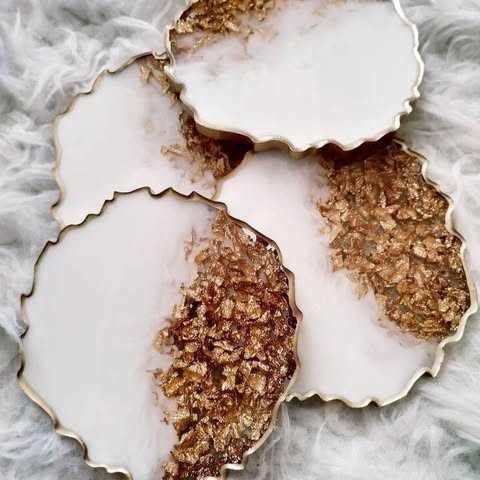 Epoxy Resin Coasters Set of 6 Handmade Table Coasters for Dining Coffee ...