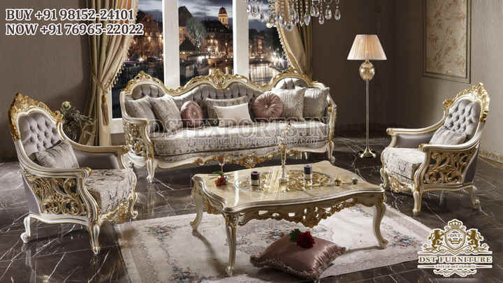 Traditional Heavy and Dual Carved Sofa Set for Living Room