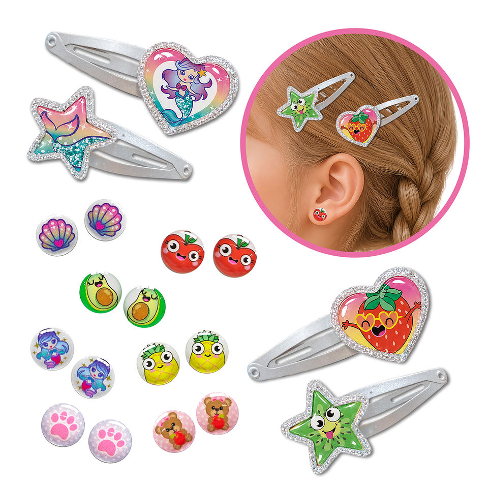 Kids Cartoon Hair Clips with Heart Star & Design Glitter Decorative ...