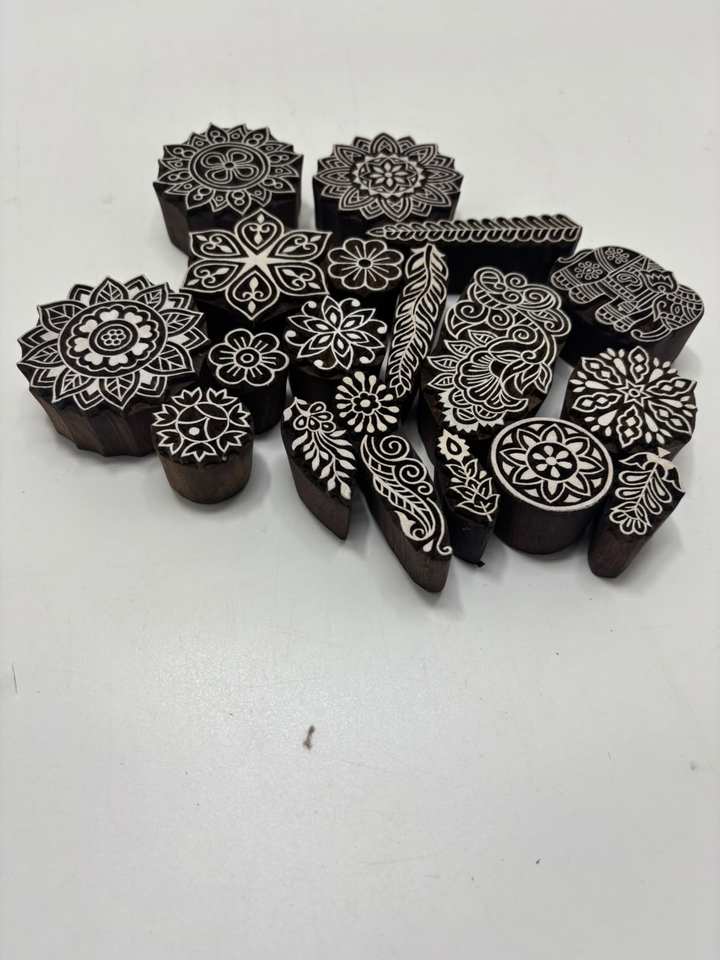 Hand Carved Wooden Printing Blocks for Textile Fabric Paper Craft Block ...