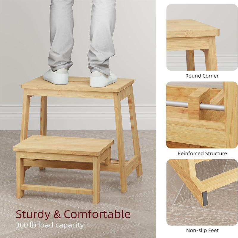 Bamboo Folding Step Stool - Eco-Friendly, Multi-Purpose, Sturdy ...