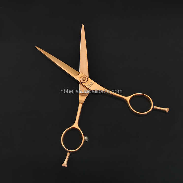 Rose Gold 5.5" bob Cut Hair Scissors 440C Professional Hair Cutting Scissors Level Straight ...