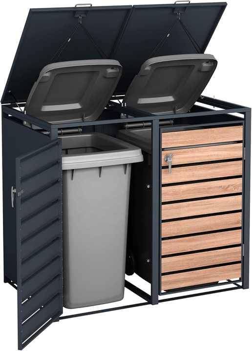 Garden Double Wheelie Bin Hideaway - Lockable Metal Storage