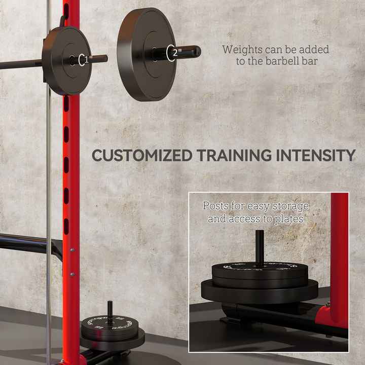 Adjustable Multi-Function Weight Lifting Half Rack Red Half Rack with ...
