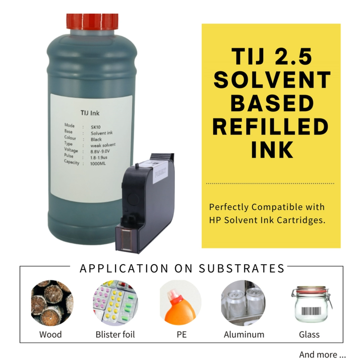Uniplus TIJ 2.5 Solvent Based Black Ink - Fast Dry & Durable