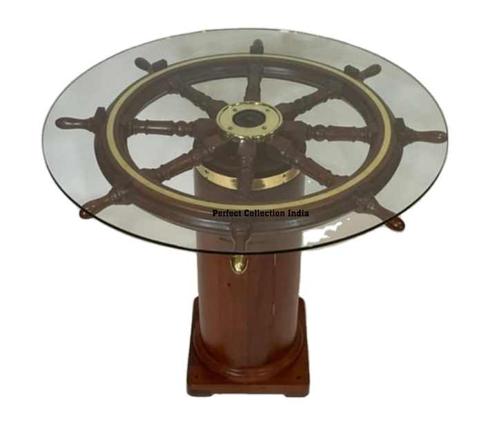 amazing ships wheel pub table/ship's wheel bar height table solid wood ...