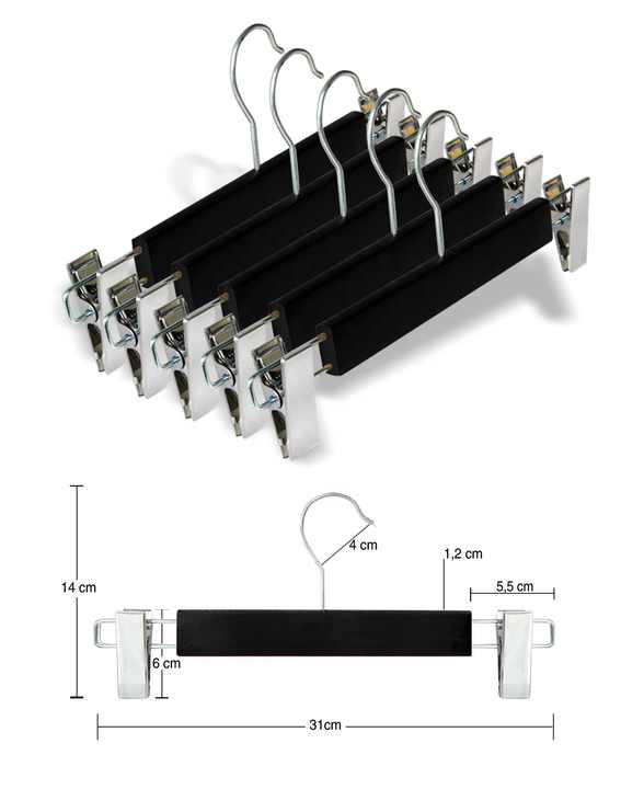 Basics Wooden Hangers with Clips Cheap Easy to Use Natural Wooden Metal ...