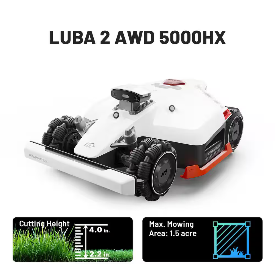 New LUBA 3 AWD 5000 Robot Lawn Mower Voice Control Alexa 360 LiDAR Dual ...