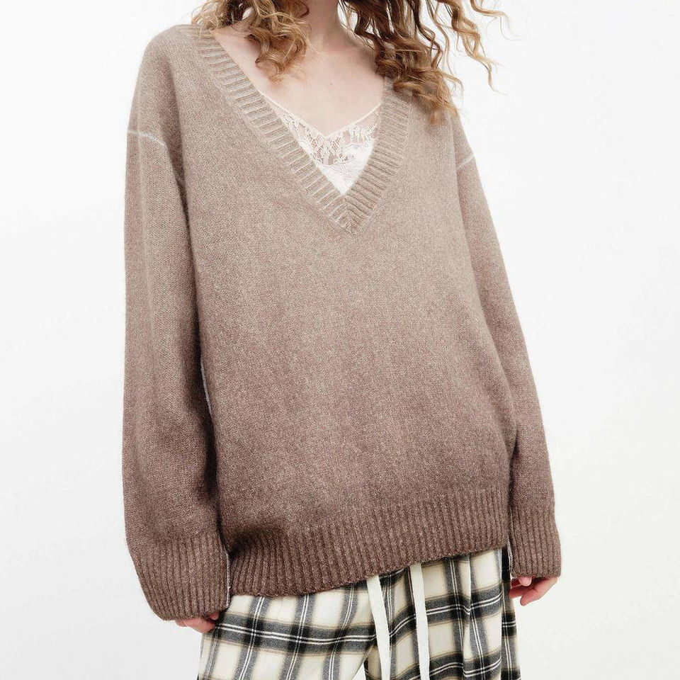 Pull Femme 2026 Knitted Sweater Deep V Neck Long Sleeve Pullover ...