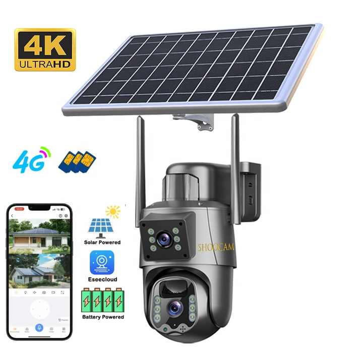4k Solar Powered Cctv Camera 4g Sim Card Outdoor Wireless Security ...