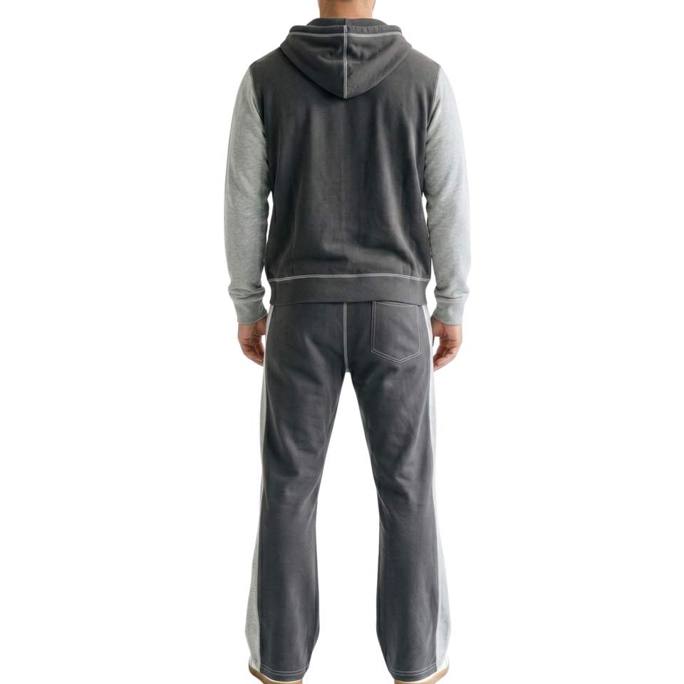 100% Cotton Men Baggy Sweat Suits Breathable Two Tone Zip Up Hoodie ...