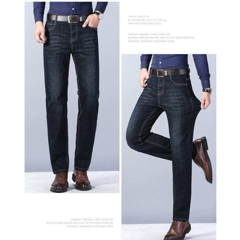 Men's Straight-leg Cotton Denim Jeans Solid Color Washed Woven ...