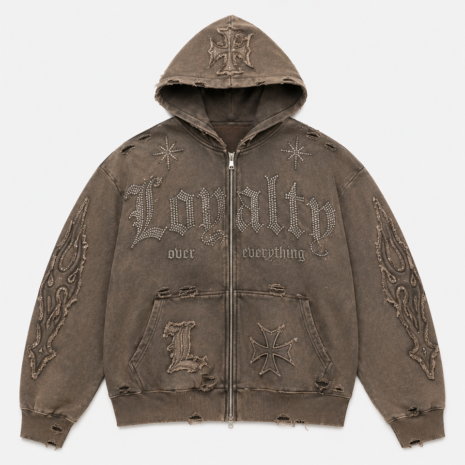 Unisex Solid Denim Oversized Breathable Hoodie Zip Sweatshirt Ripped ...