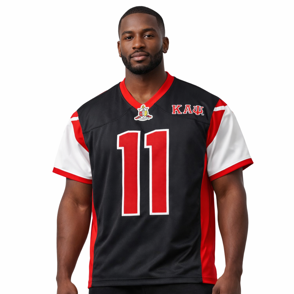 Kappa Alpha Psi Black Football Jersey Performance Fabric Athletic Fit ...