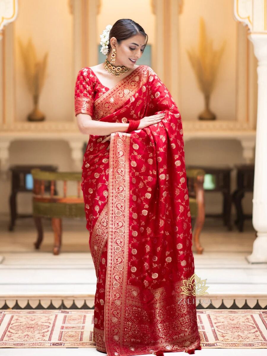 Red Banarasi Sarees - Elegant Indian & Pakistani Wear