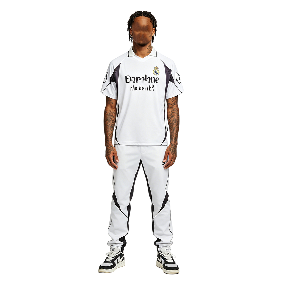 Men's White Jersey Short Sleeve T-Shirt Digital Front Black Contrast ...