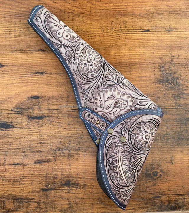 Custom Made Real Carved Cowhide Leather Cowboy Style Concealed Holster ...