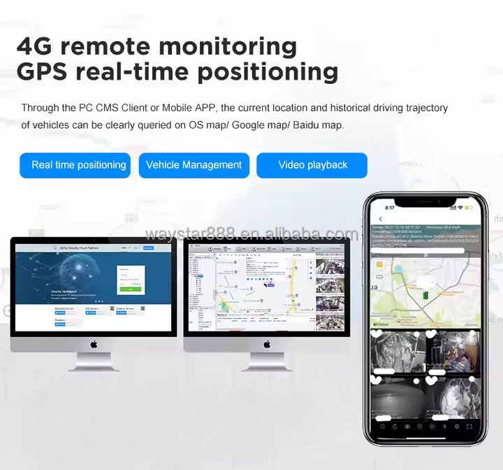 4G Car Vehicle Safety Driving Monitoring System ADAS/DMS/BSD Fleet Monitoring 4 Channels 1 CH ...