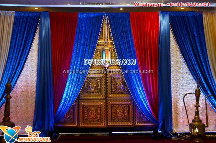 Candle Wall Backdrop Wedding - Modern Muslim Wedding Stage