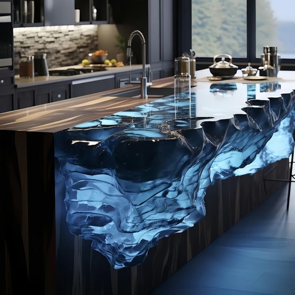 Luxurious Epoxy Kitchen Island with Custom Resin Countertops - Eco ...