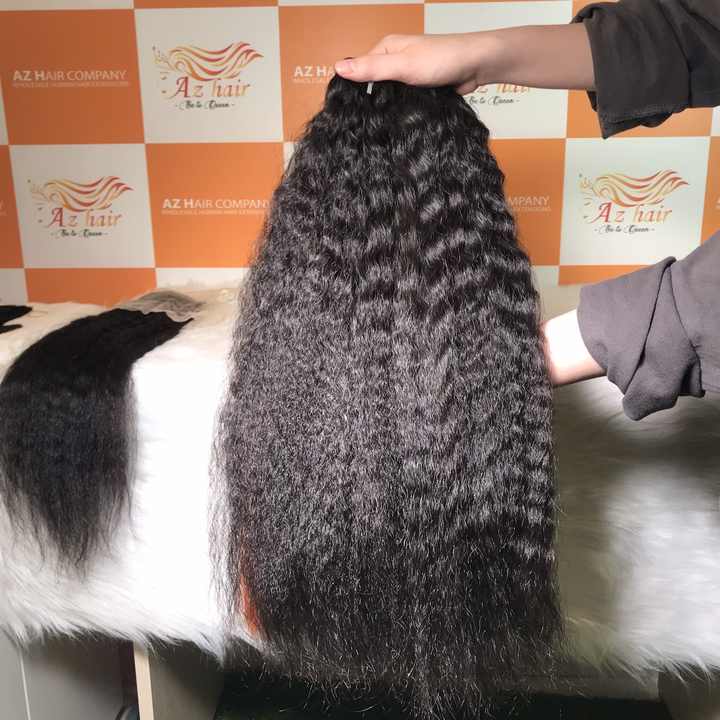 Kinky Straight Texture Machine Double Weft Hair Extensions