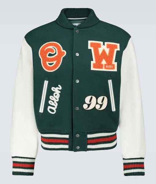 FUBU Varsity Blue Leather Jacket - Mens Winter Wool Jackets