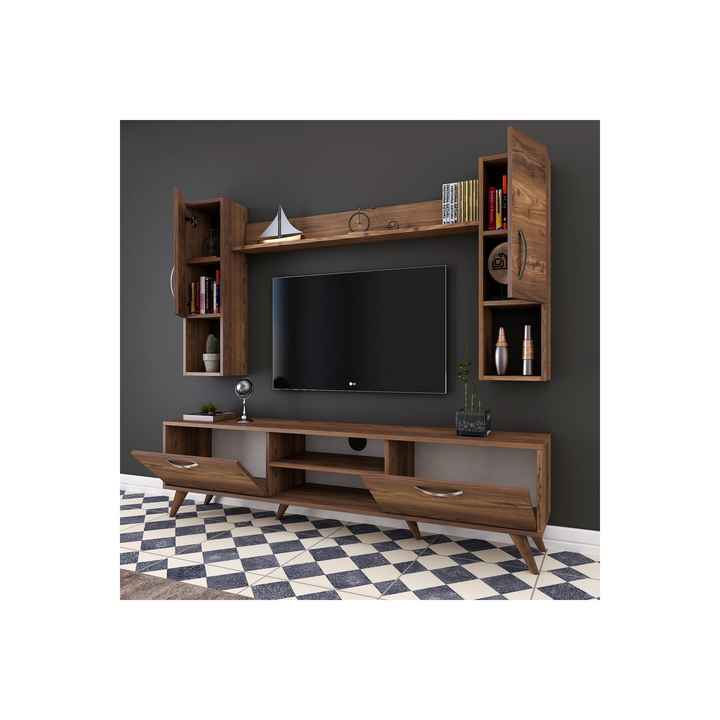 Rani A9 M27 Tv Stand Tv Cabinet Tv Unit With Shelves M-Walnut Color ...